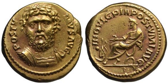Postumus AV Aureus - Facing bust - Becker Forgery UNC | Ancient Spanish ...