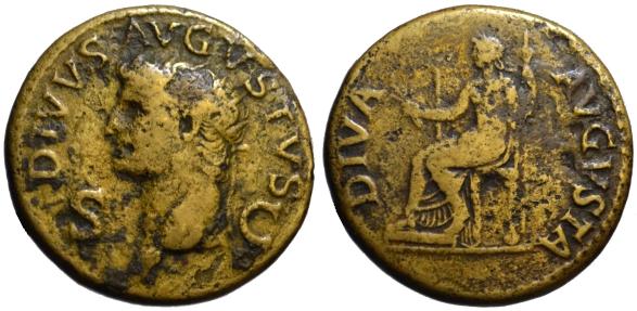Divus Augustus & Diva Augusta (Livia) AE dupondius (under Claudius)