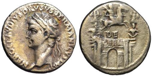 Nero Claudius Drusus AR denarius - DE GERM arch - Rare VF | Roman ...