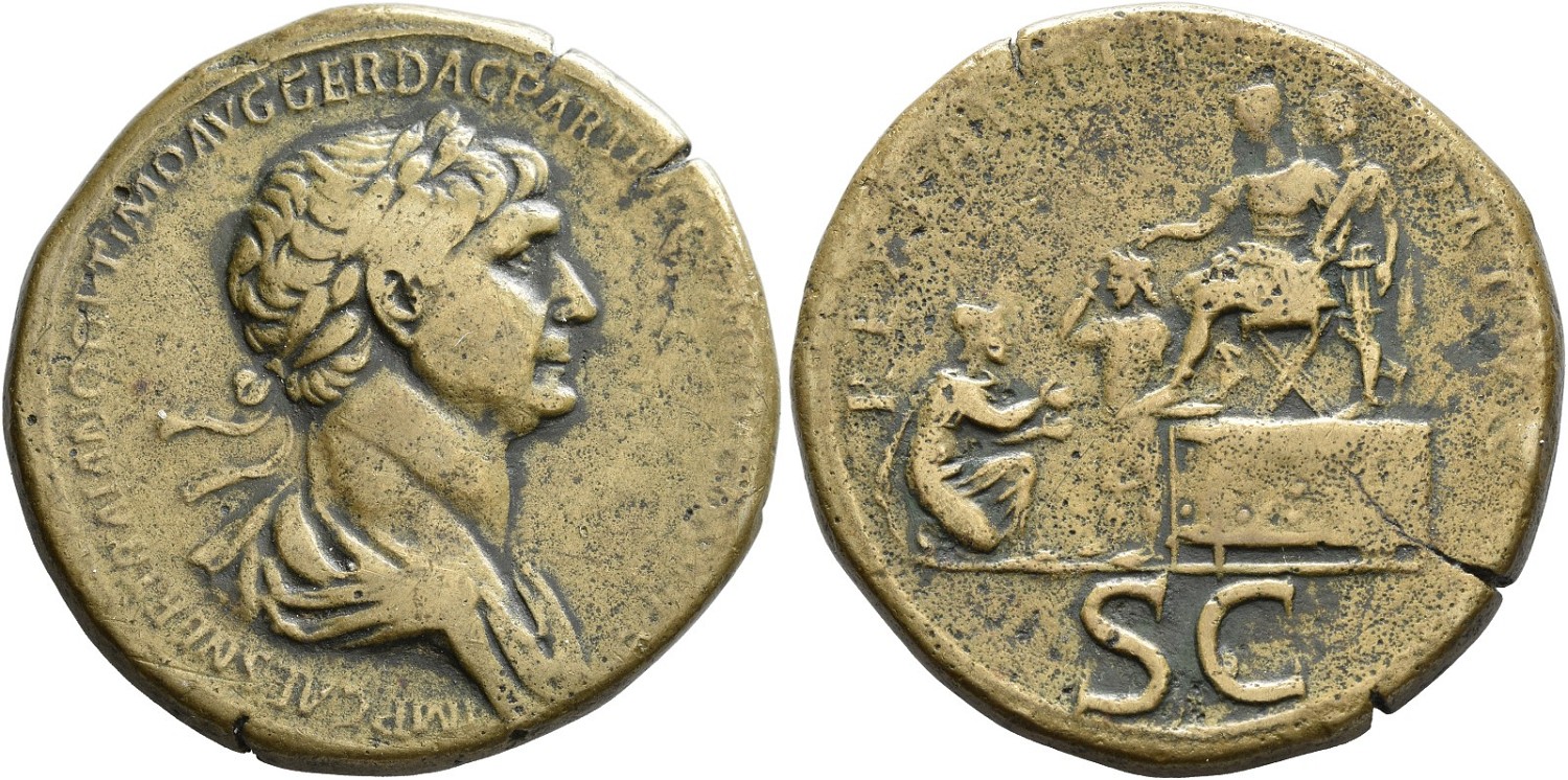 Trajan AE sestertius - REX PARTHIS DATUS - Rare - VF | Roman Imperial Coins