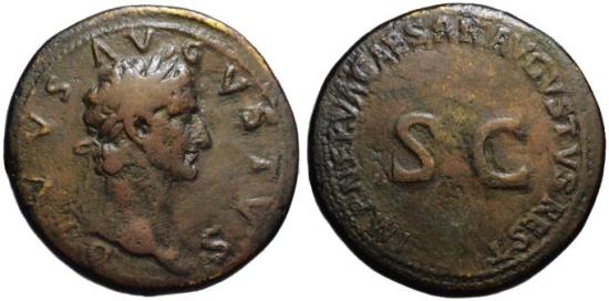 Divus Augustus AE sestertius Restoration issue by Nerva - Rare