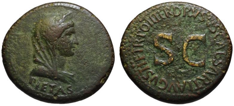 Livia AE dupondius under Tiberius - PIETAS - Scarce | Roman Imperial Coins