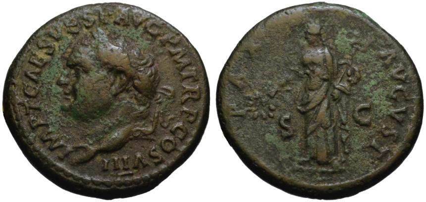 Titus AE As - PAX AUGUSTI - AD 80-81 VF | Roman Imperial Coins