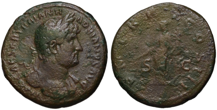 Hadrian AE As - PAX reverse - Great portrait | Roman Imperial Coins