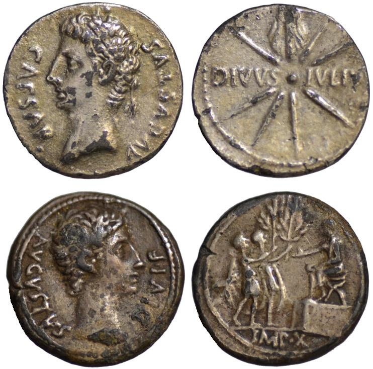 Augustus lot of 2 Forgery / Fourree denarii | Roman Imperial Coins