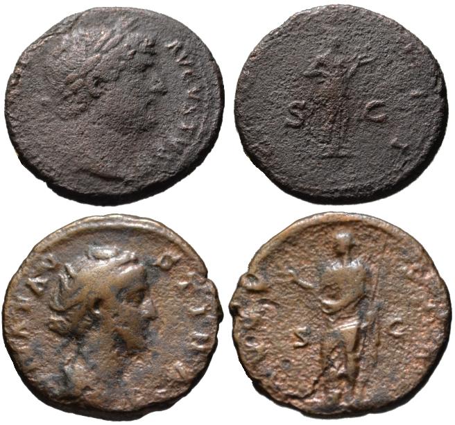 Lot of 2 AE As - Hadrian FIDES + Faustina AETERNITAS | Roman Imperial Coins