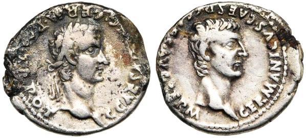 Caligula with Germanicus AR denarius - VF good portraits | Roman ...
