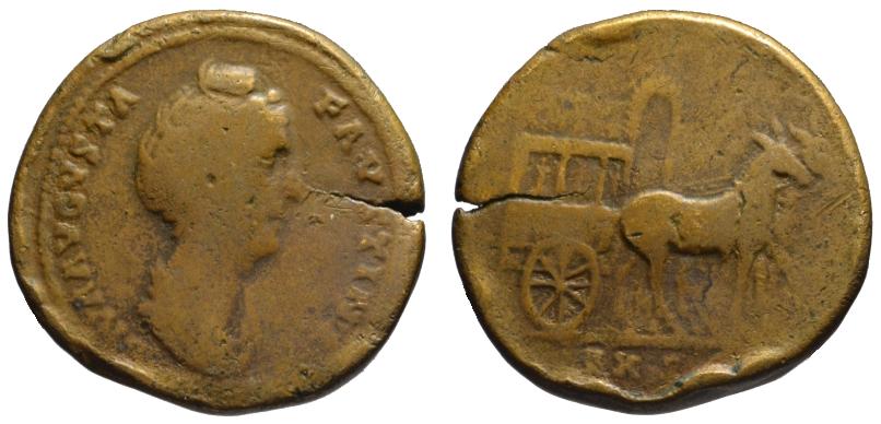 Diva Faustina AE sestertius - CARPENTUM EX SC - Very Rare R2 | Roman ...
