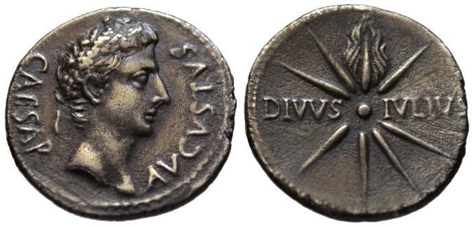 Augustus AR denarius - DIVUS IULIUS comet - Choice good VF+ | Roman ...