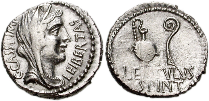 Cassius & Cornelius Lentulus Spinther AR denarius - EF | Roman ...