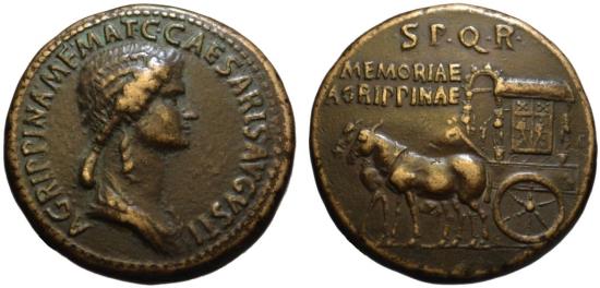 19th C. BMC electrotype - Agrippina AE sestertius - Carpentum