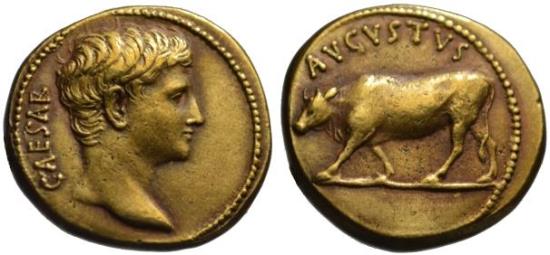 19th C. BMC electrotype - Augustus AV Aureus - Heifer | Ancient Spanish ...