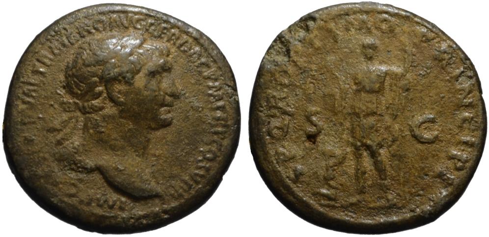 Trajan AE sestertius - Dacian kneeling - Rare var. | Roman Imperial Coins