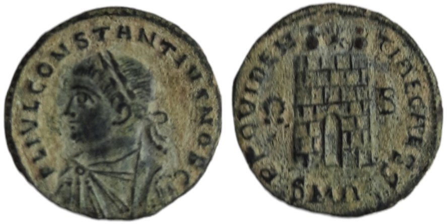 Constantius II, as Caesar, BI Nummus. Alexandria, AD 327-328.