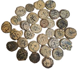 ROMAN EMPIRE:Lot of 30 Roman coins with cross. AE 4