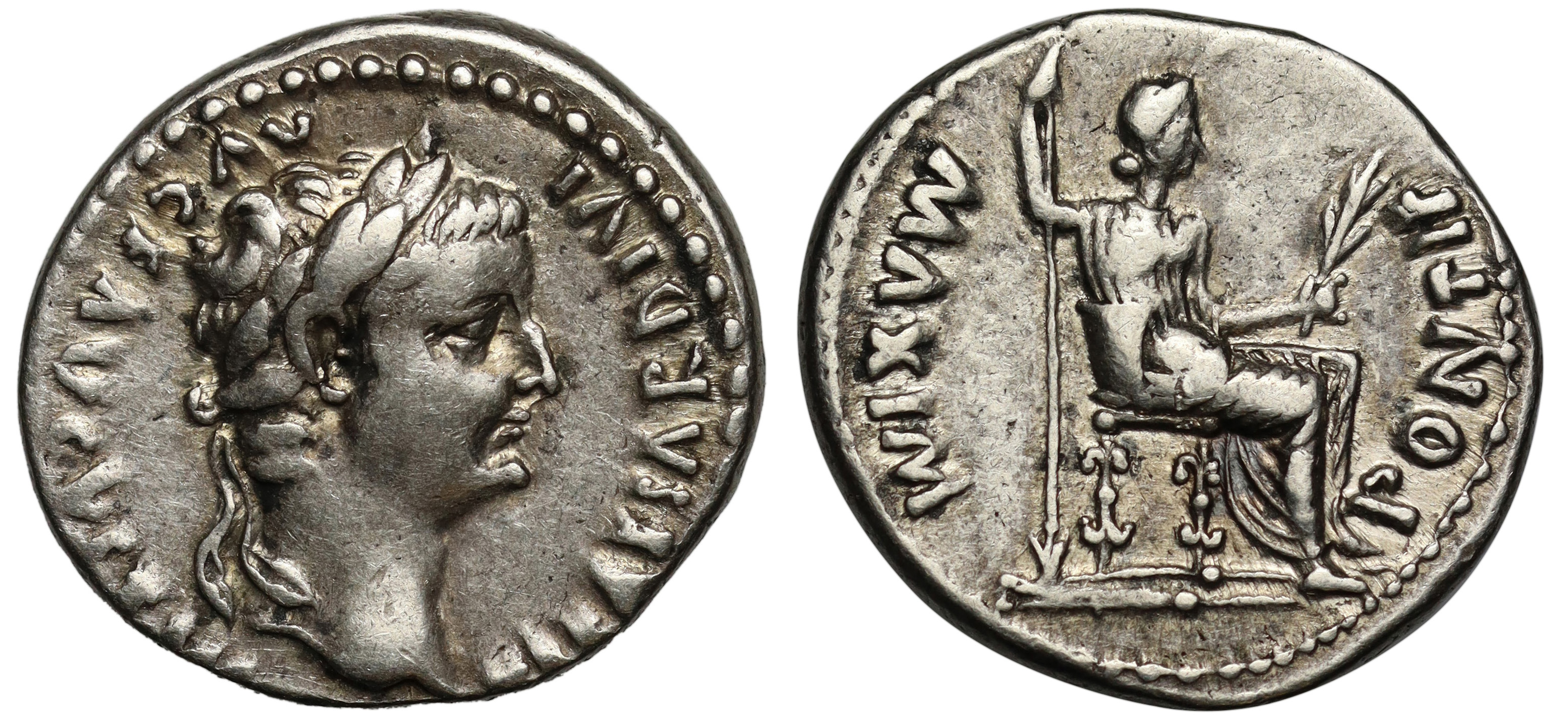 Tiberius, Silver Denarius, The Tribute Penny. | Roman Imperial Coins