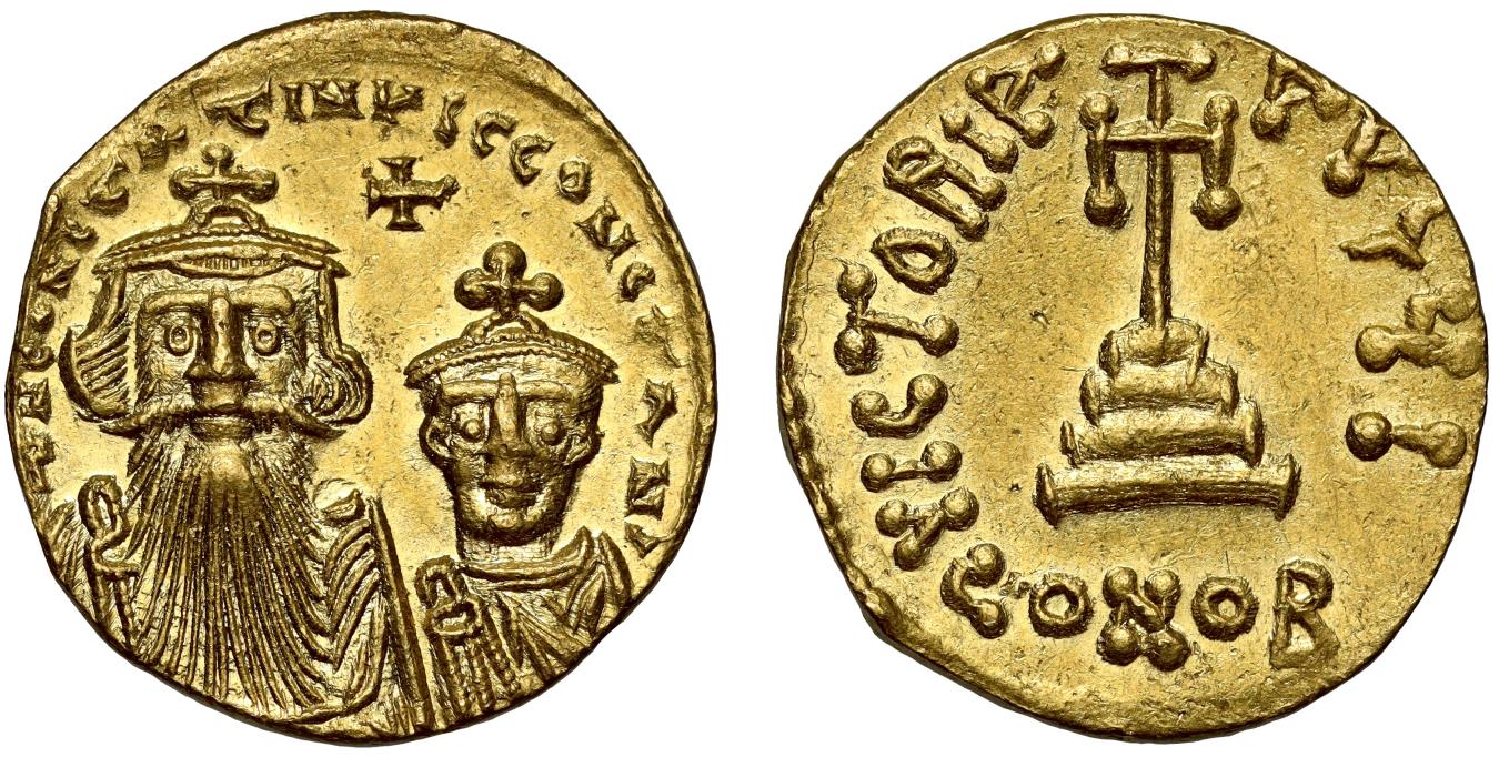 Constans II & Constantine IV, Gold Solidus. | Byzantine Coins