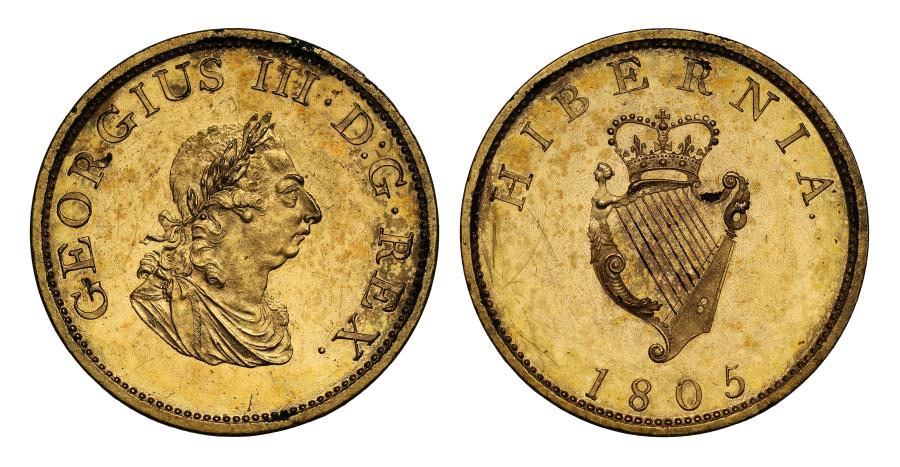 Ireland, George III 1805 copper-gilt Halfpenny | European Coins