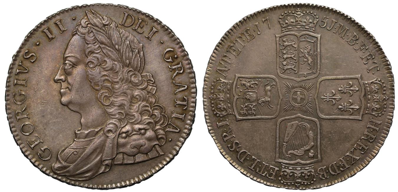 George II 1751 Crown, old head, final date for denomination | European ...