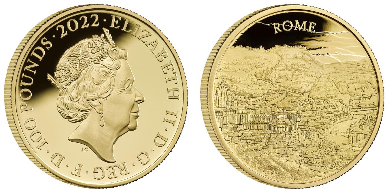 * Elizabeth II 2022 gold PF70 FDI 1 oz City Views Rome | European Coins