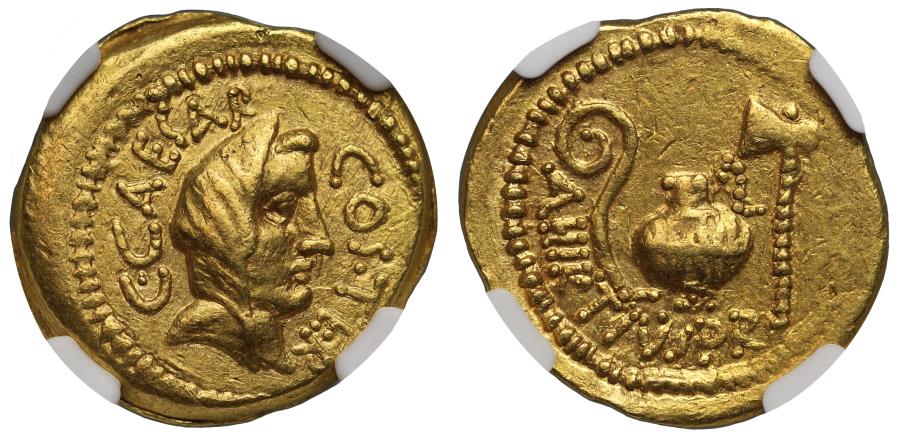 Julius Caesar, Gold Aureus Ch XF 5/5 - 4/5 | Roman Imperial Coins