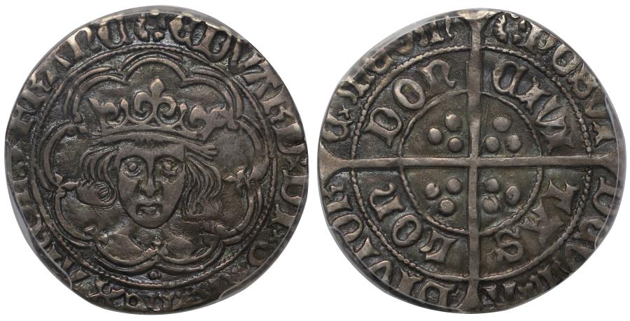 Edward IV or Edward V Groat, mm halved sun and rose XF45 | European Coins