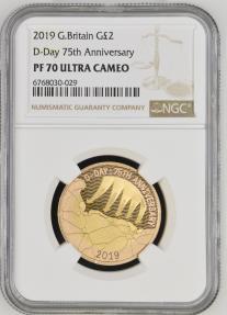 Elizabeth II 2019 proof Two-Pounds D-Day PF70 UCAM | European Coins