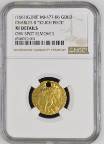 Charles II gold Touch Piece, pierced and therefore touched by King himself