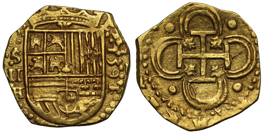 Spain, Felipe II Cob 2-Escudos 1591 Seville | European Coins