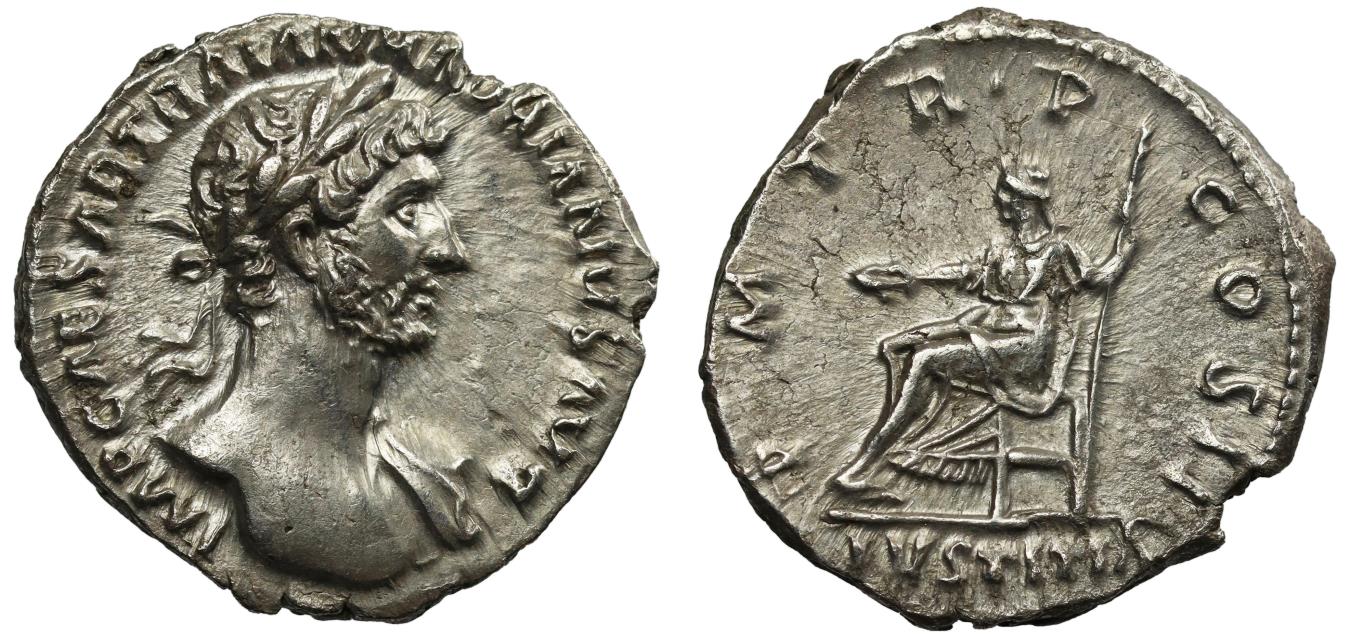 Hadrian, Silver Denarius, Justitia. | Roman Imperial Coins