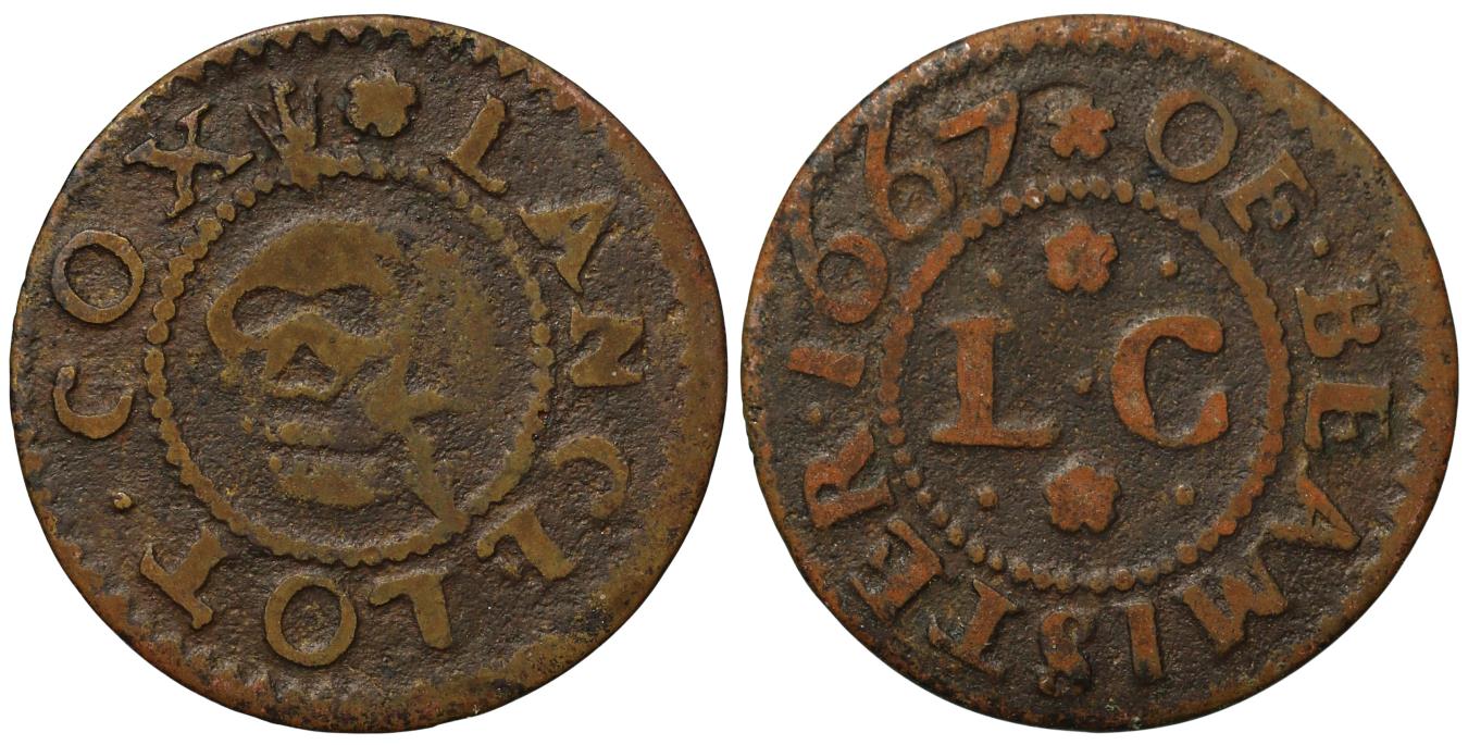 Dorset 17th century Token, Beaminster, Lancelot Cox, Farthing 1667 ...