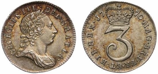 George III 1770 silver Threepence NGC MS62 | European Coins