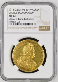 Coronation of George I, 1714, gold medal, MS62. | European Coins