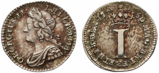 George II 1750 silver Penny, young head, NGC MS62 | European Coins