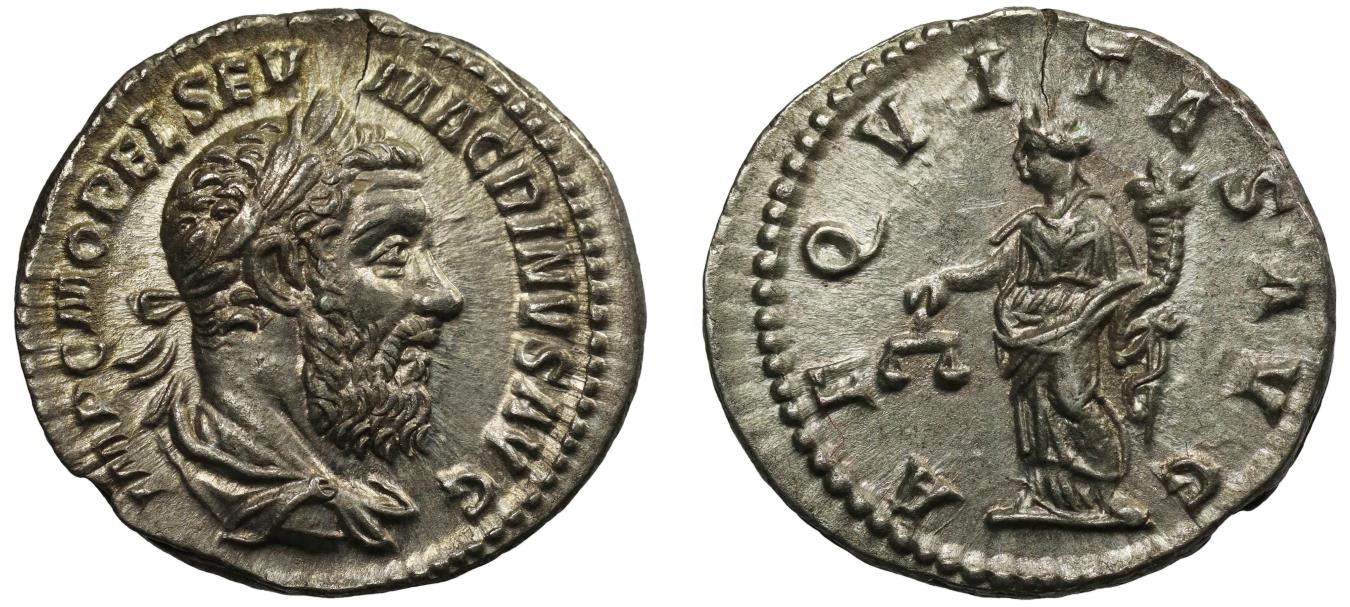 Macrinus, Silver Denarius, Aequitas. | Roman Imperial Coins