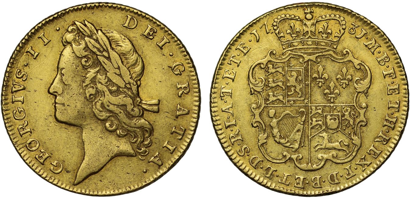 George II 1731 Guinea, second young head, rare date | European Coins