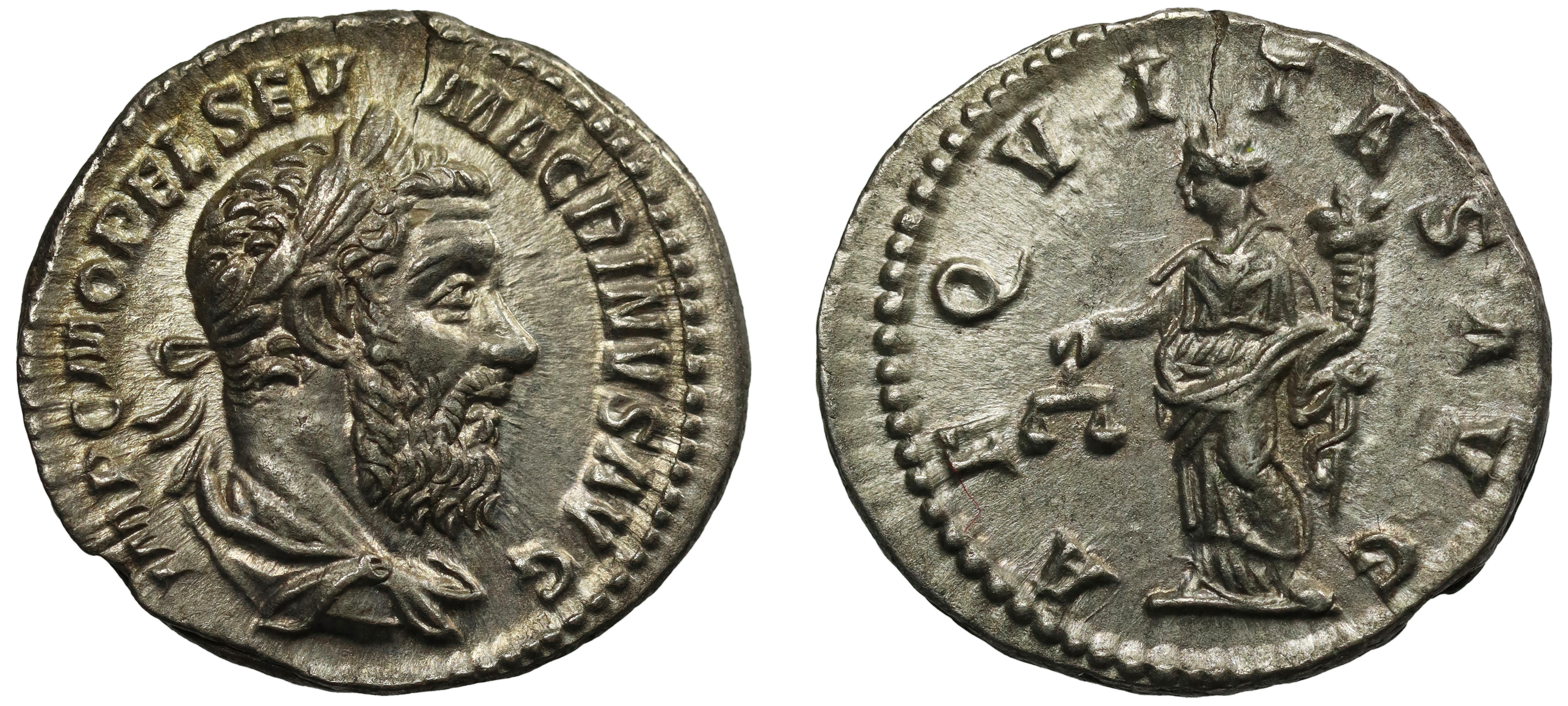 Macrinus, Silver Denarius, Aequitas. | Roman Imperial Coins
