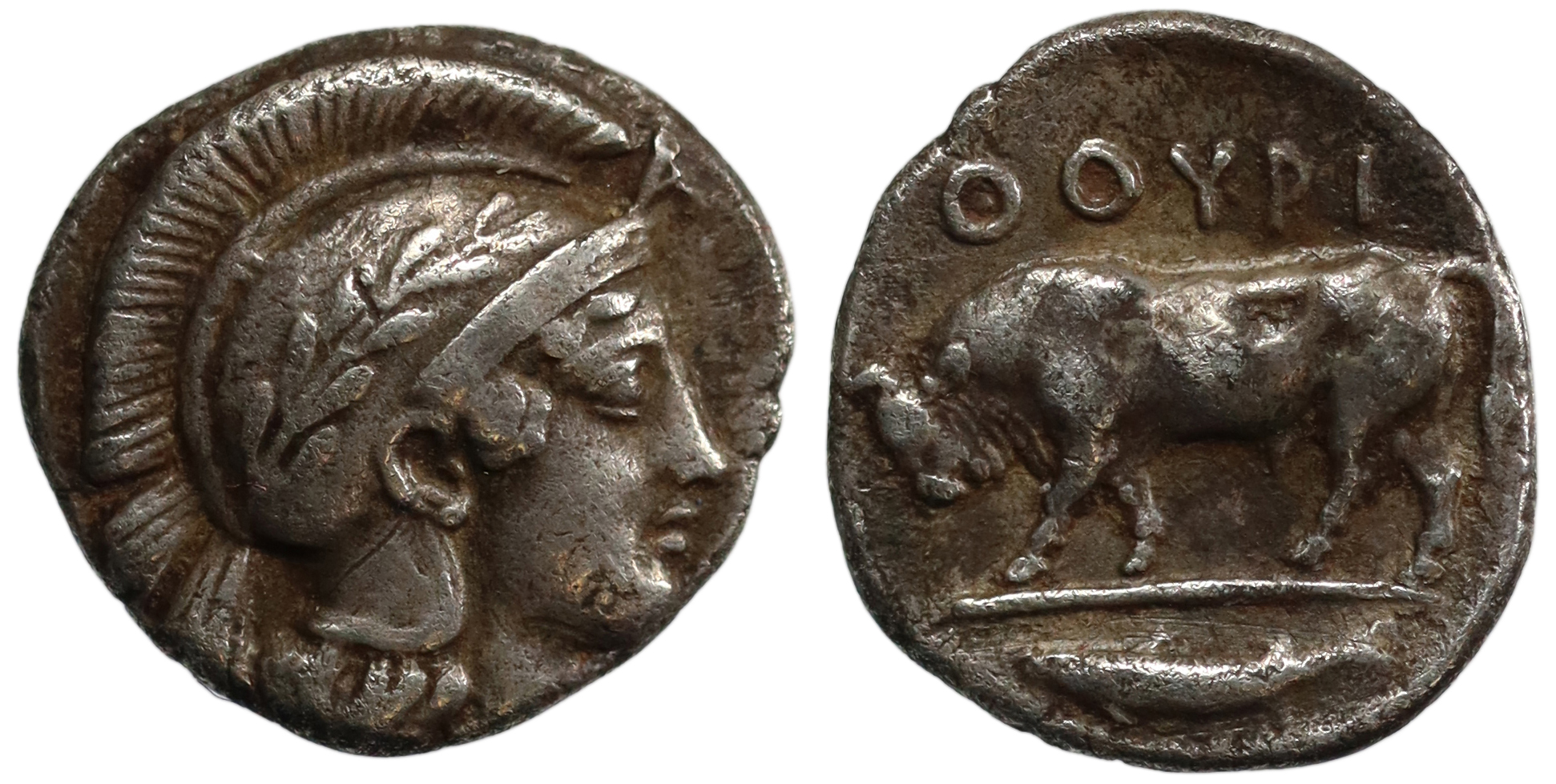 Lucania, Thourioi, Silver Diobol, c. 443-400 BC. | Greek Coins