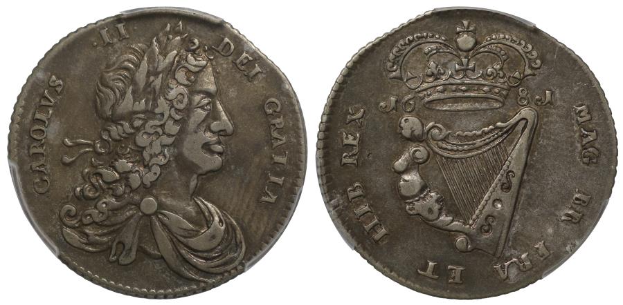Ireland, Charles II 1681 silver pattern Halfpenny PR53 | European Coins