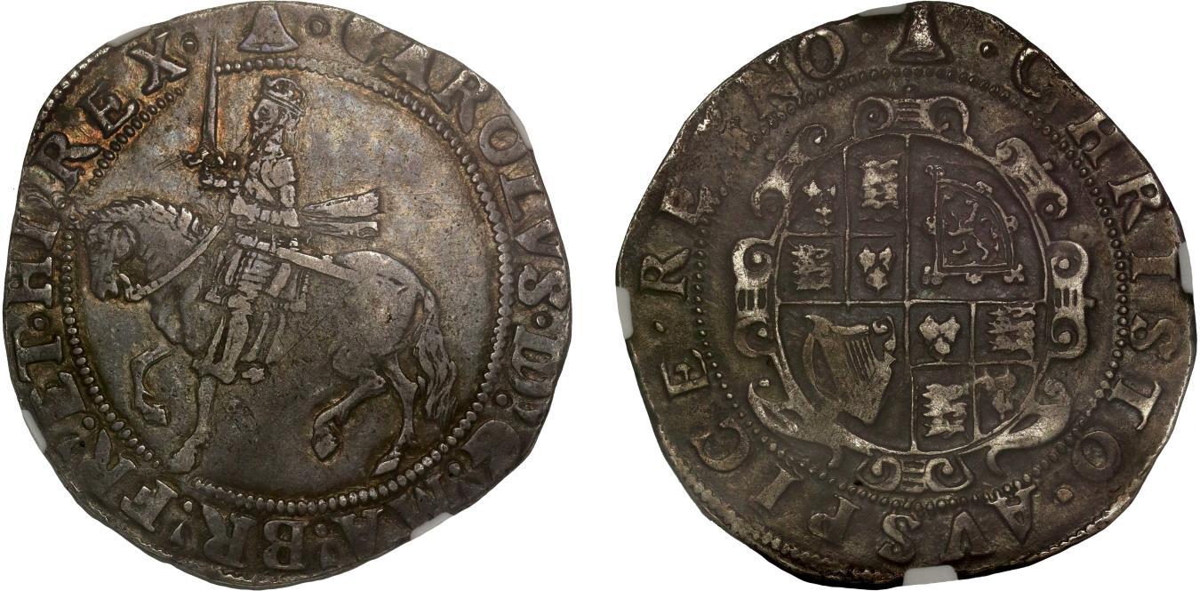 Charles I Halfcrown Tower Mint mm bell, NGC XF45 tied for finest graded