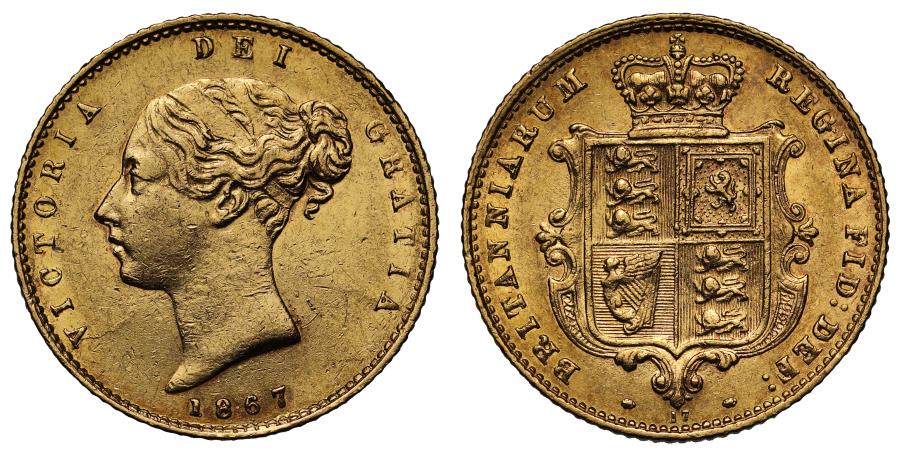 Victoria 1867 Half-Sovereign, die number 17 | European Coins