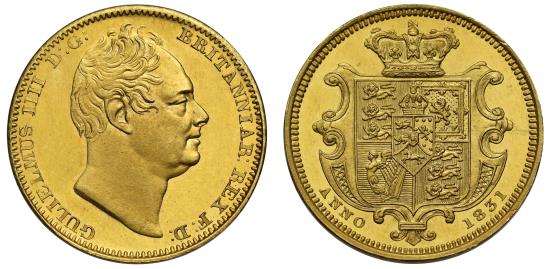 William IV 1831 proof Half-Sovereign, Coronation issue PF62 Cameo