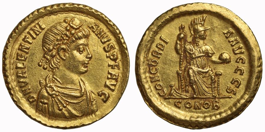 Valentinian II, Gold Solidus, MS 5/5, 4/5 | Roman Imperial Coins