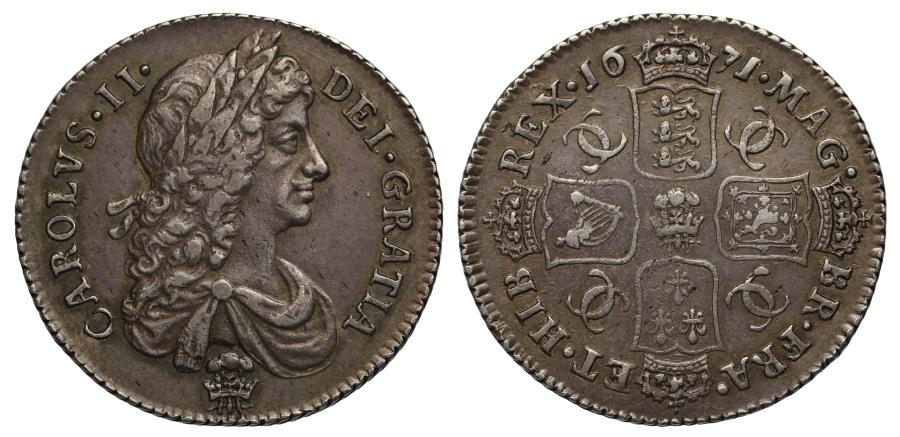 Charles II 1671 Shilling Plumes both sides | European Coins
