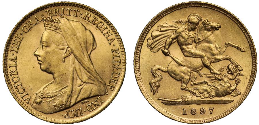 Victoria 1897 Half-Sovereign old head MS62 | European Coins