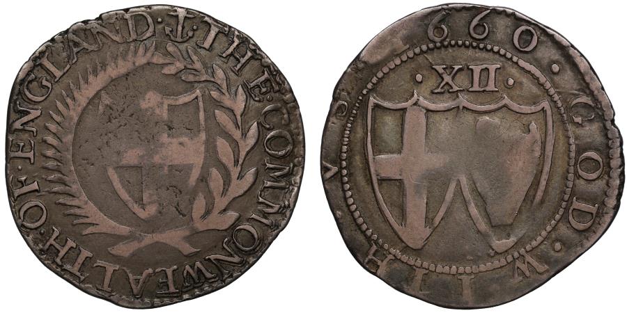 Commonwealth 1660 Shilling initial mark anchor | European Coins