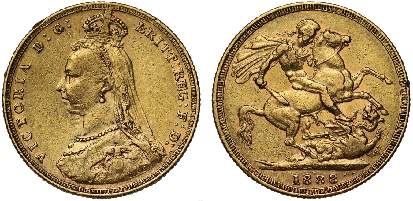 Victoria 1888-M Sovereign Melbourne Mint, first legend | European Coins