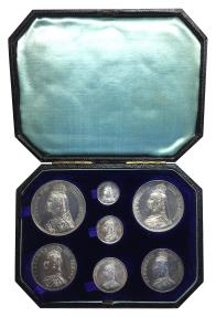 Victoria 1887 deluxe cased 7-coin silver proof Set | European Coins