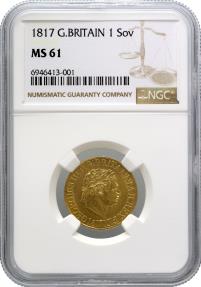 George III 1817 Sovereign, first year of issue NGC MS61 | European Coins