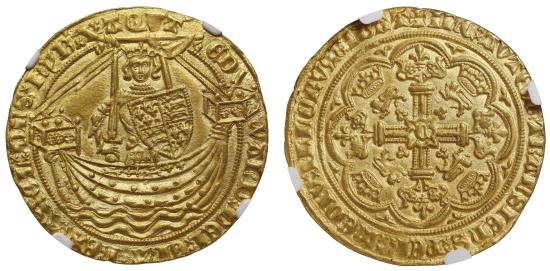 Edward III Noble Treaty Period Calais Mint without flag MS62 | European ...